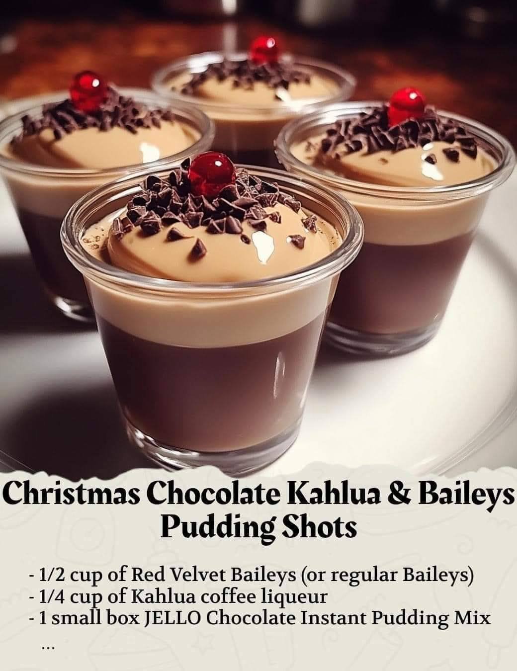 Low-Point Christmas Chocolate Kahlua & Baileys Pudding Shots – XEEXH